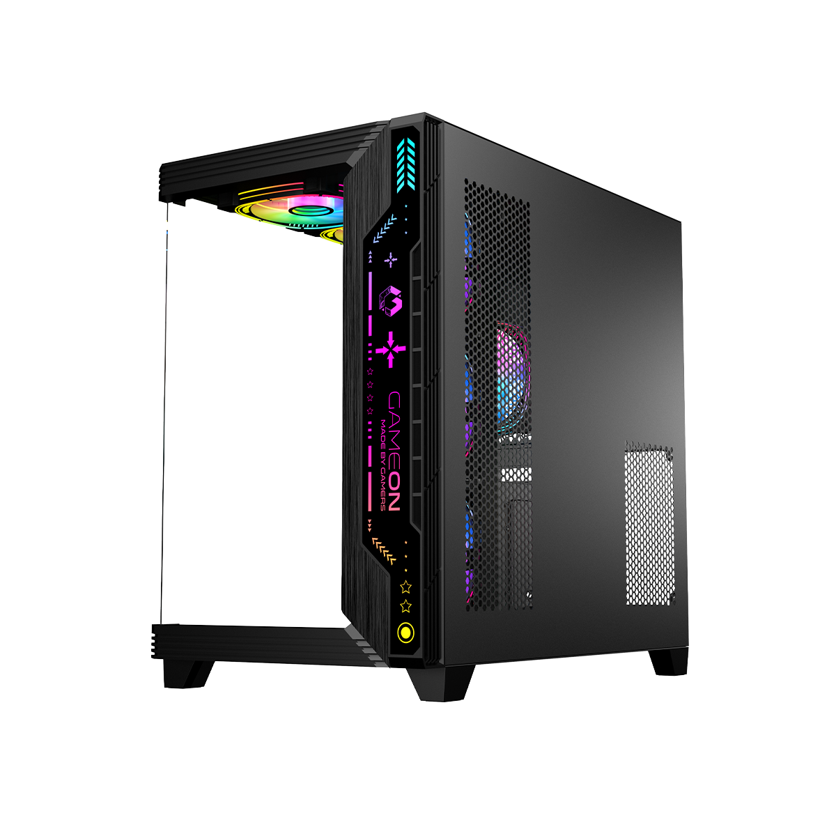 GAMEON Pulse Midnight Series ARGB Mid Tower Gaming Case - Black ...