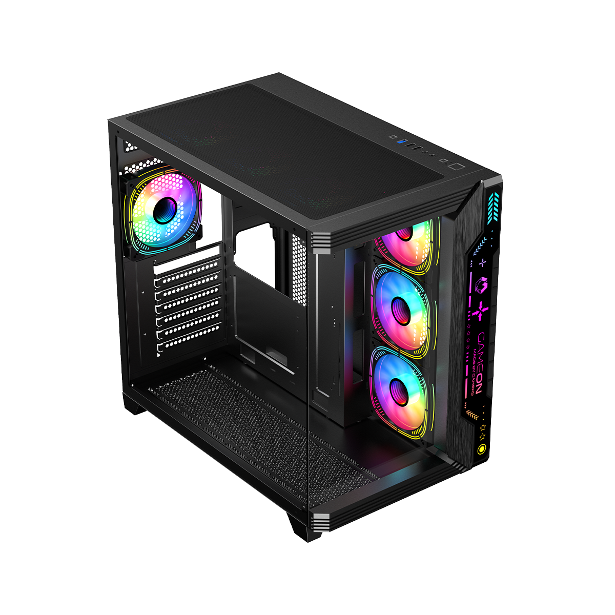 GAMEON Pulse Midnight Series ARGB Mid Tower Gaming Case - Black ...