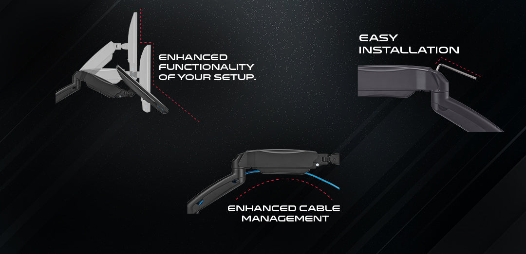 GAMEON GO-5008 Economy Spring-Assisted Wall Mounted Dual Monitor Arm F ...