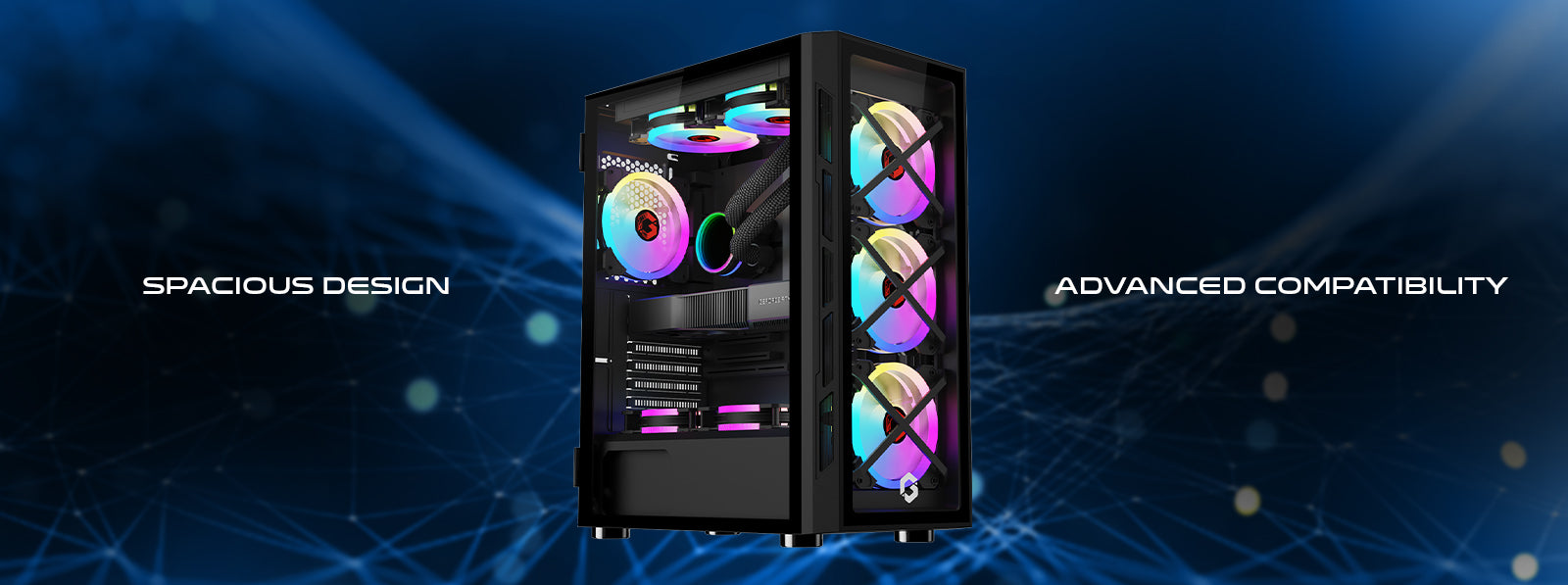 GAMEON TRIDENT III Mid Tower Gaming Case (Fixed ARGB) 4 Fans – gameon.store