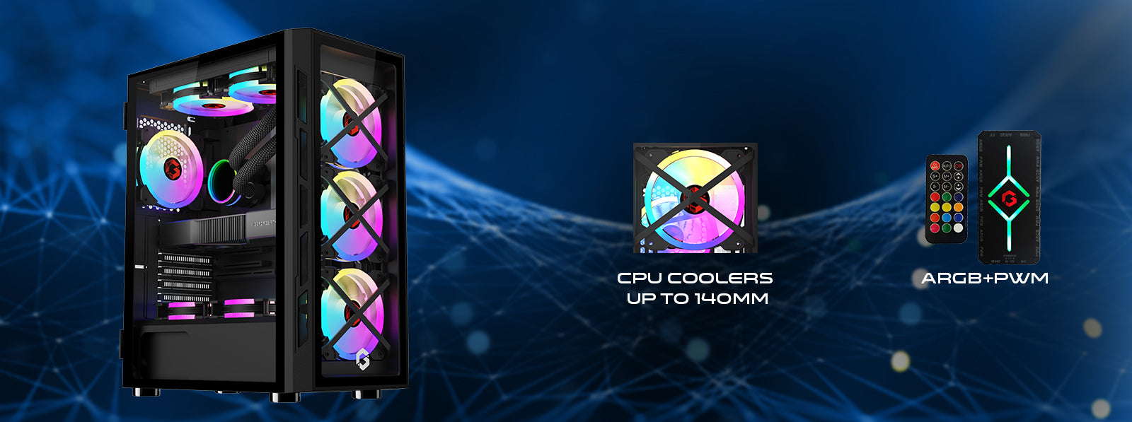 GAMEON TRIDENT III Mid Tower Gaming Case (Fixed ARGB) 4 Fans – gameon.store