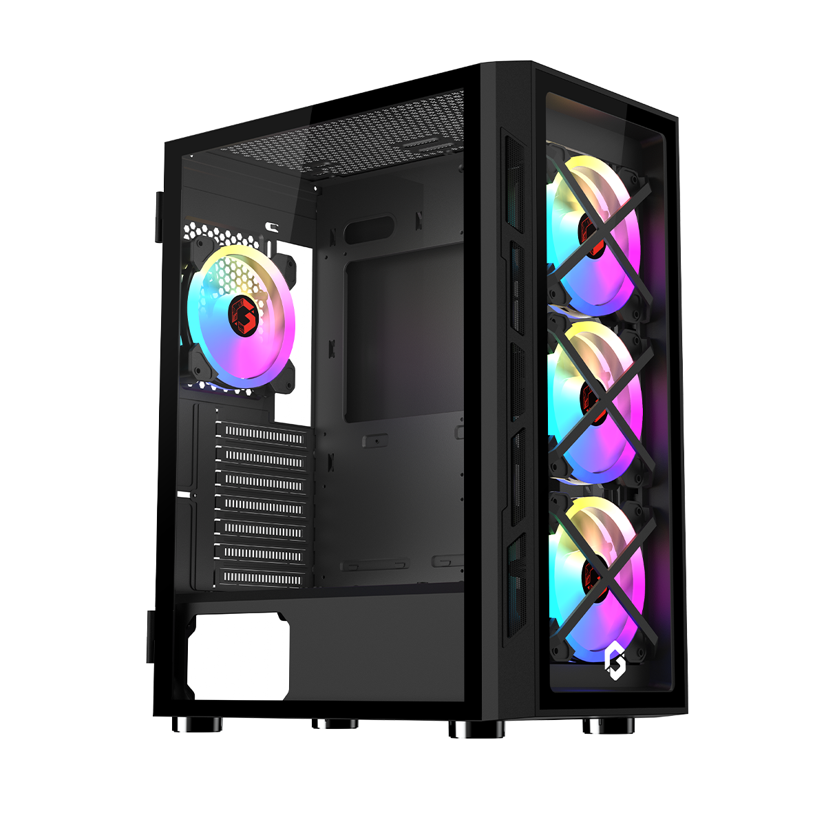 GAMEON TRIDENT III Mid Tower Gaming Case (Fixed ARGB) 4 Fans – gameon.store